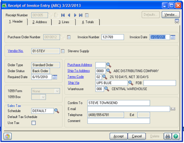 Sage 100 Consultant Tip of the Day: Purchase Order Receipt of Invoice