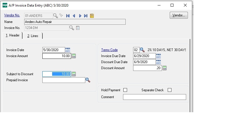 Sage 100 How to Create a Debit Memo in Accounts Payable